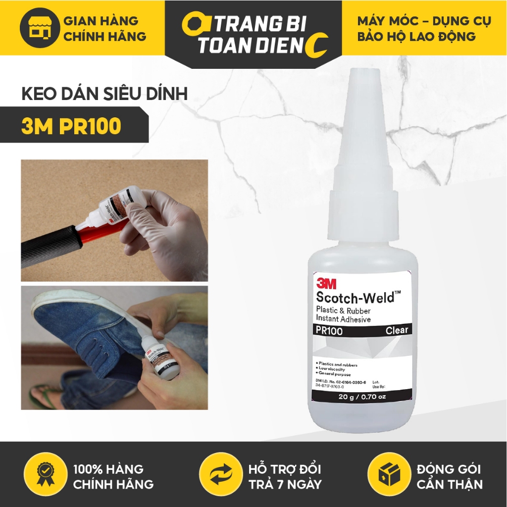 Keo dán siêu dính 3M Pr100 trong suốt an toàn siêu bền Keo dán giày, dép, kim loại chính hãng ...