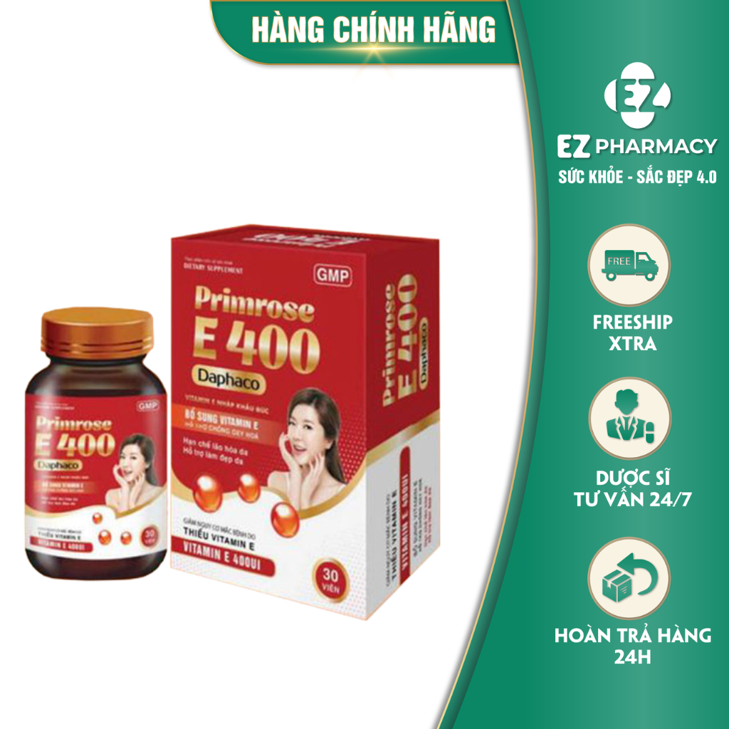 Primrose E 400-Vitamin E nhập khẩu Đức-Hỗ trợ chống oxy hóa,làm đẹp da ...