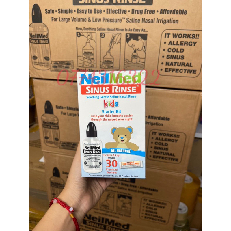 Bình rửa mũi kèm 30 muối neilmed kid mẫu mới (có tách bán lẻ) date mới ...
