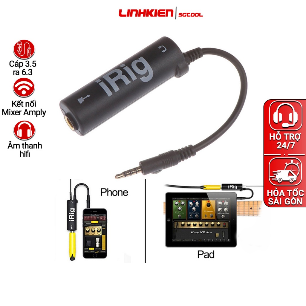 Thiết bị thu âm Live Stream Irig cho điện thoại, mixer Amply jack 3.5 ...