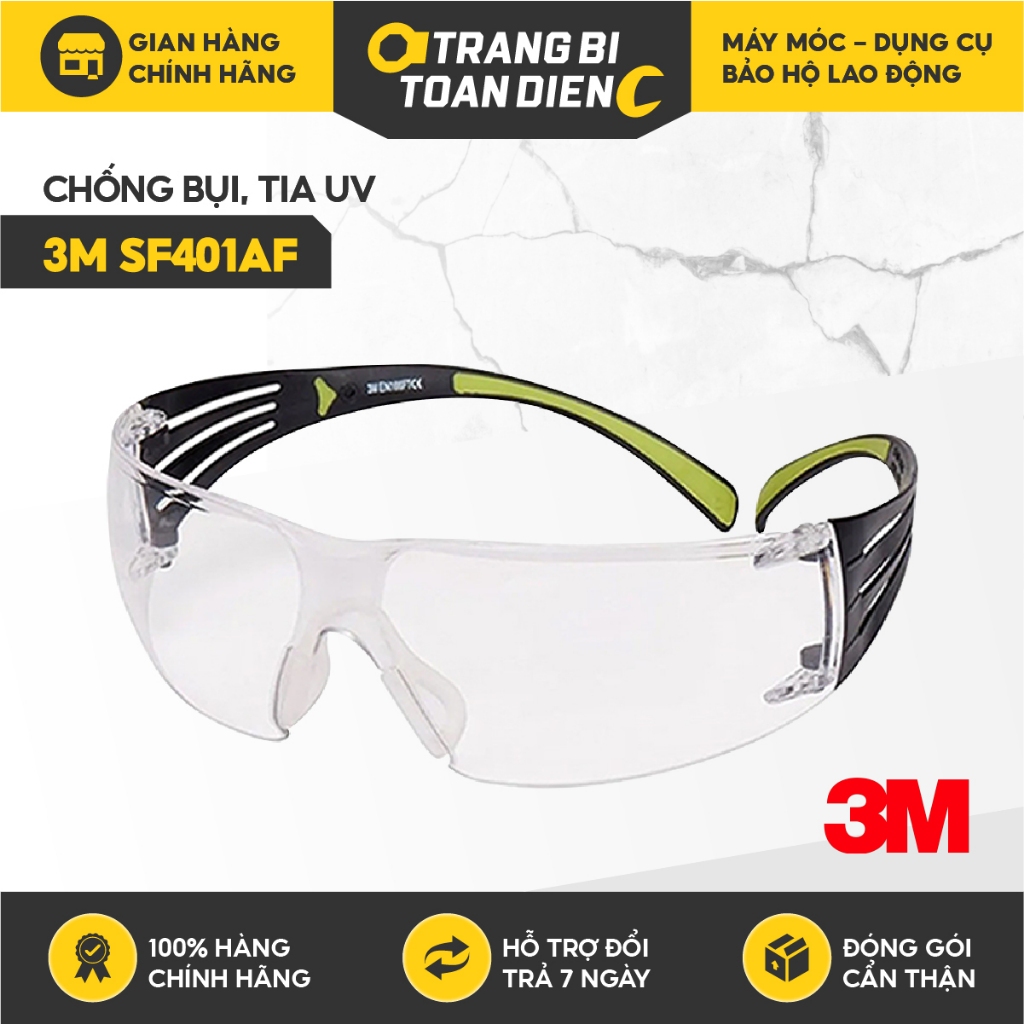 Kính bảo hộ 3M SF401AF trong suốt / chống bụi / tia UV / đọng sương ...