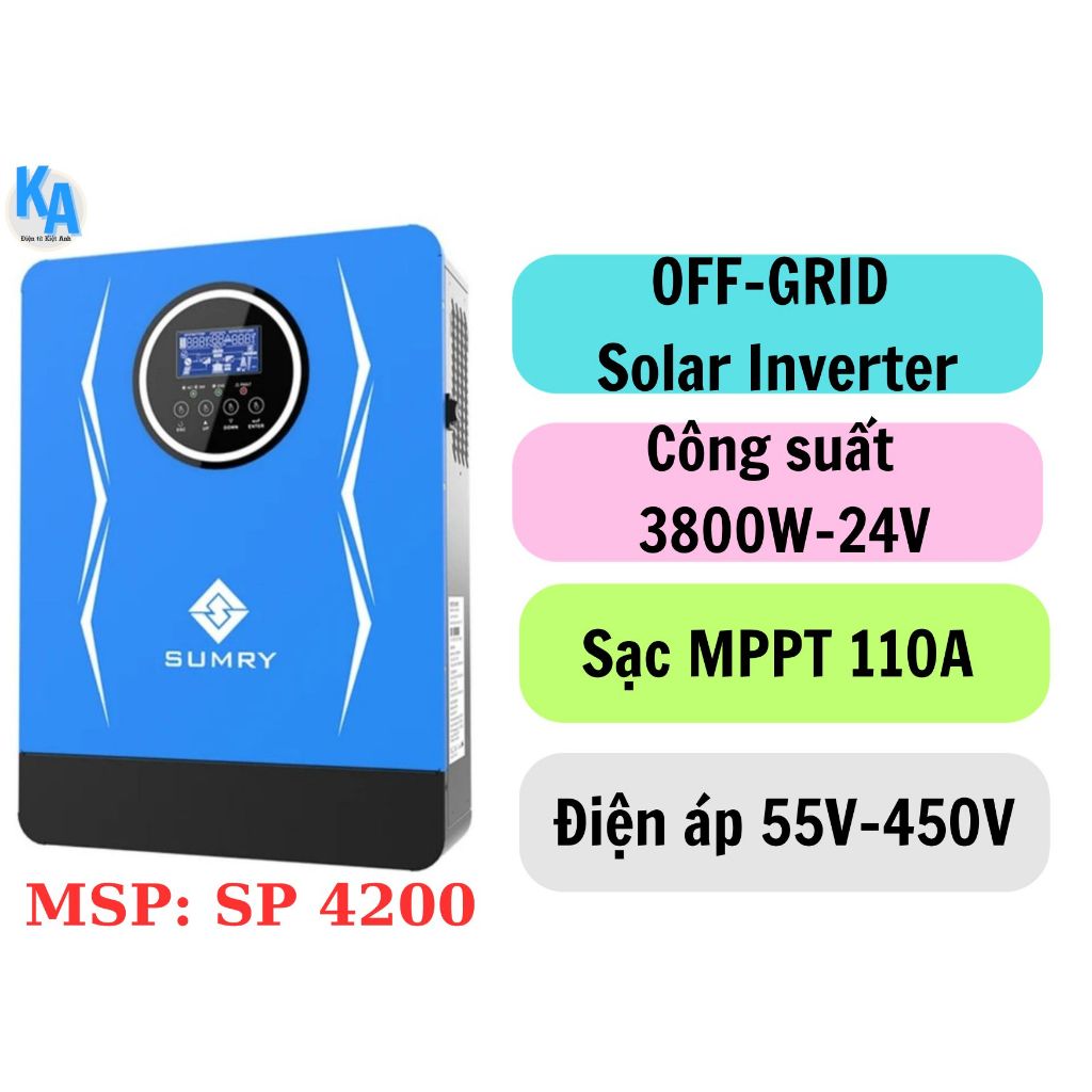 Off-Grid Solar Inverter 3800W 24V điện áp 55V - 450V sạc MPPT 110A ...