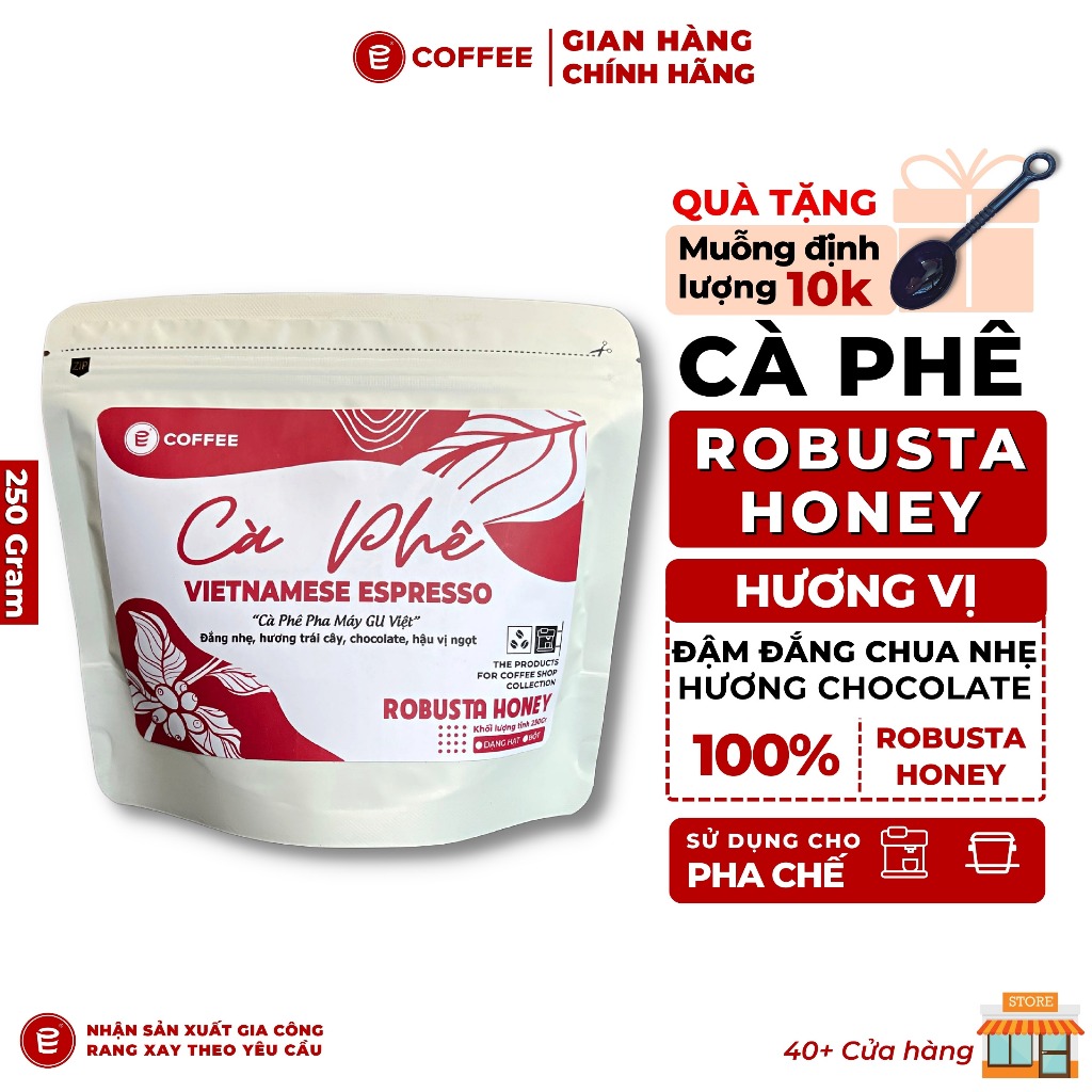Cà phê Robusta Honey nguyên chất gói dùng thử 100gr hương chocolate ...