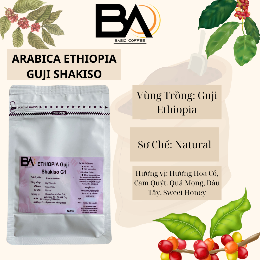 Cà Phê Arabica Ethiopia Guji Shakiso G1 Cafe Specialty Nhập Khẩu Basic Coffee | Shopee Việt Nam