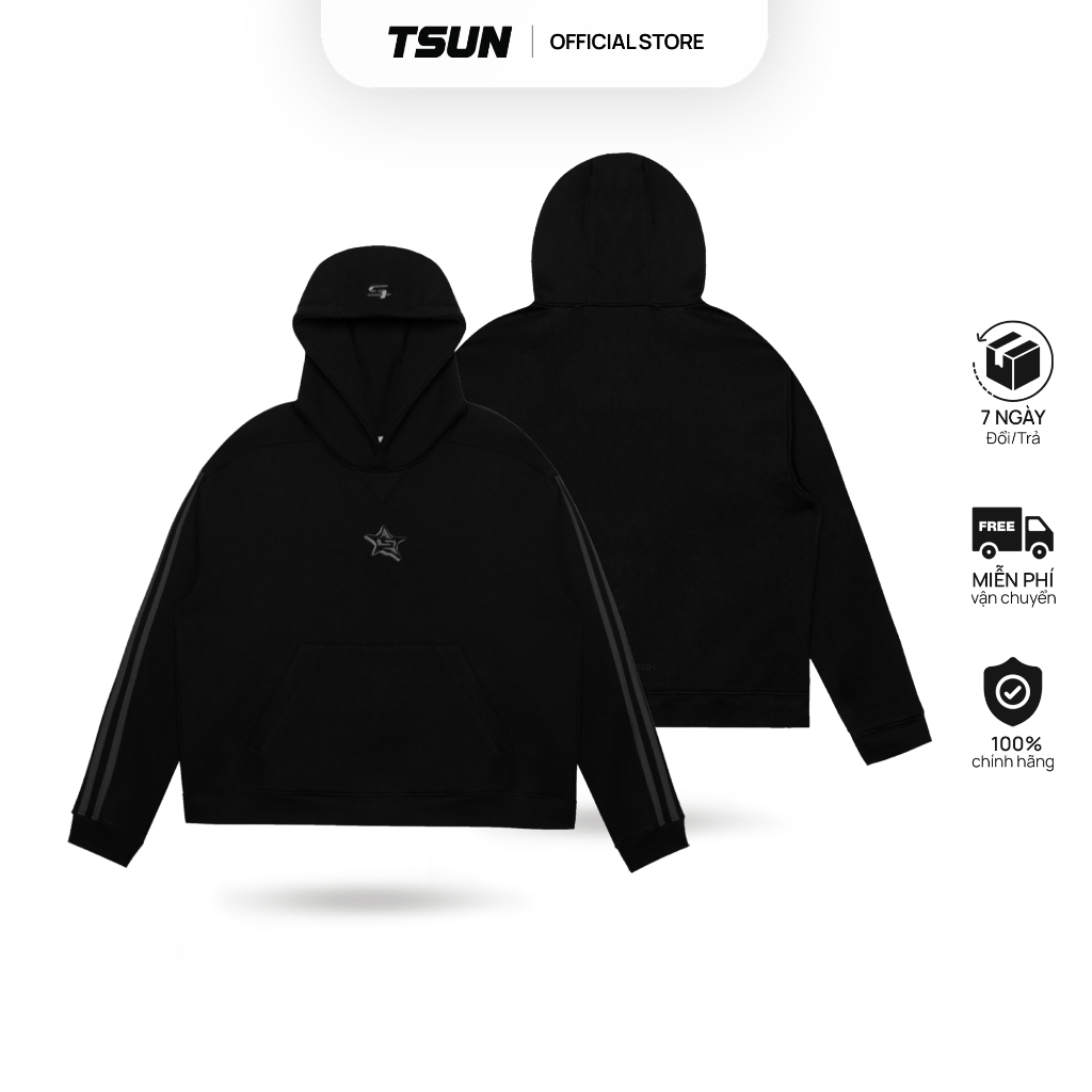 Áo Nỉ Hoodie TSUN DualLine HD - Đen - [UNISEX] - Thêu - Áo Khoác Nỉ ...