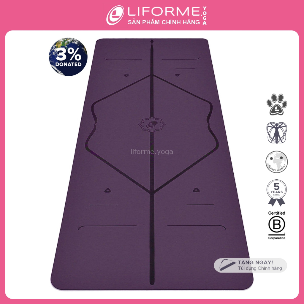 Thảm tập yoga Liforme Classic - Purple Earth | Shopee Việt Nam