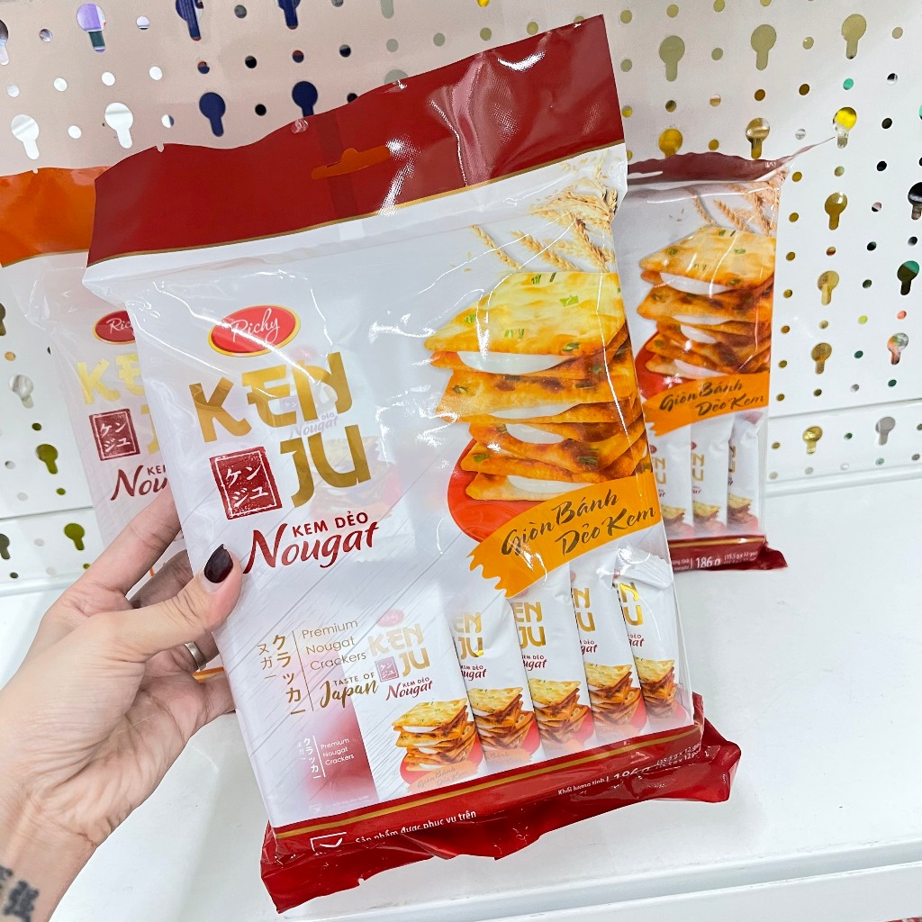 Bánh Richy Kenju vị quy hành kem dẻo, Latte Custard kem dẻo nougat túi ...