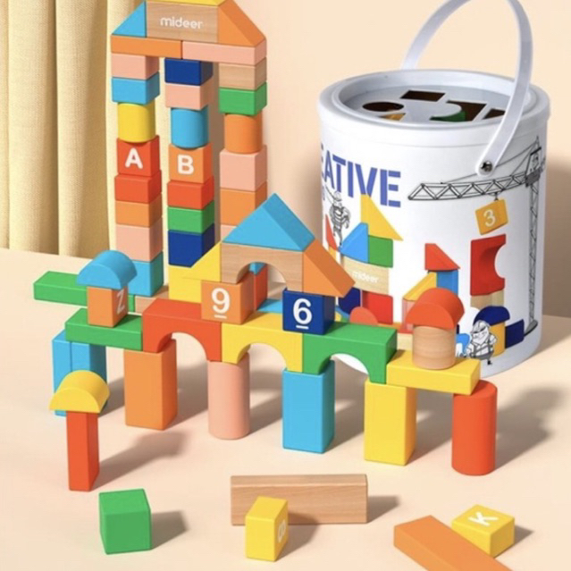 Đồ chơi gỗ thông minh Mideer Creative Building Blocks , Đồ chơi trí tuệ dành cho bé từ 1,2,3,4,5 ...
