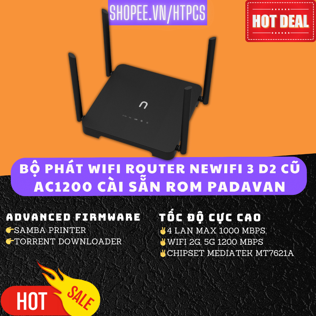 Router Newifi 3 D2 đã qua sử dụng, 5GHz 2GHz 1200 Mbps cài sẵn firmware Padavan | Shopee Việt Nam