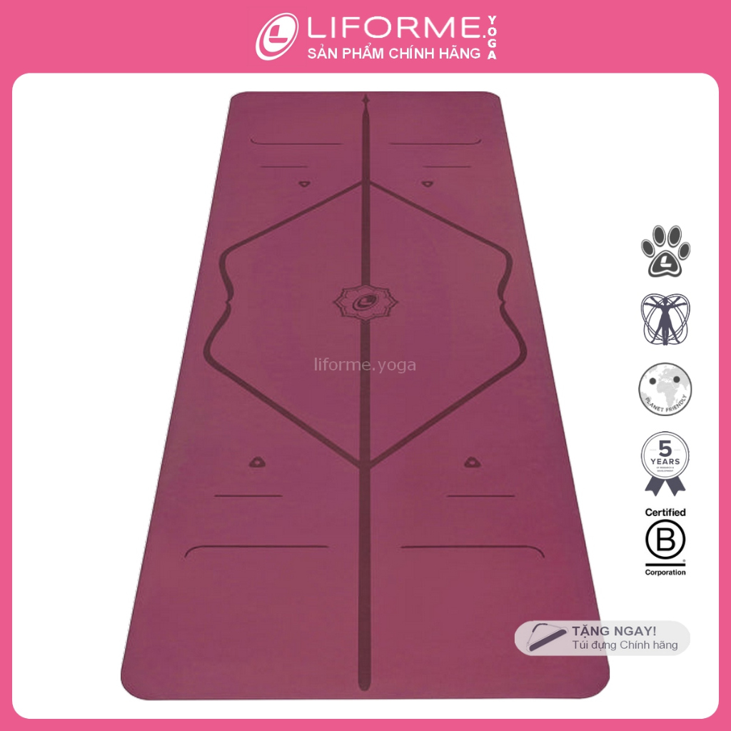 Thảm tập yoga Liforme Classic - Maroon | Shopee Việt Nam