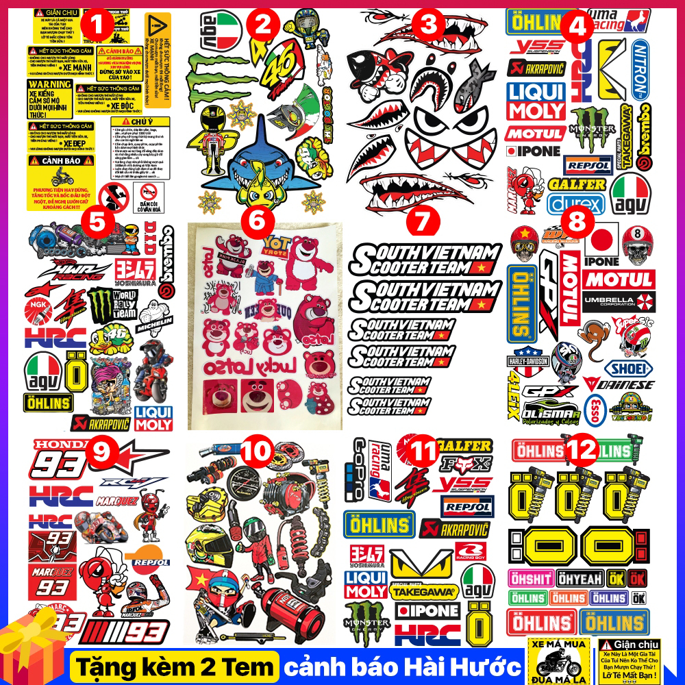 [Tặng thêm 2 tem] Combo Tem Dán Xe - Team Xe Wave Ex 150 Winner Vario ...