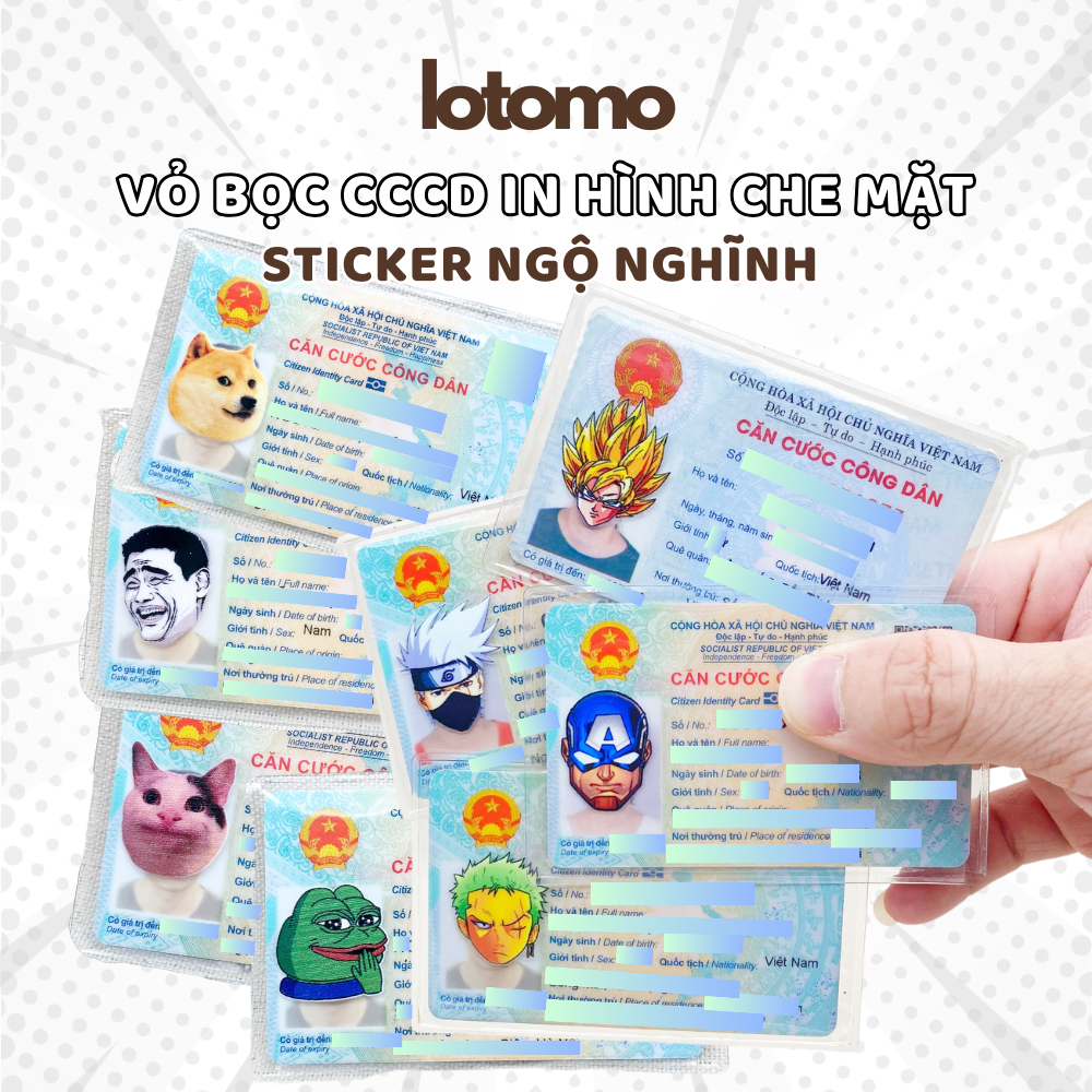 Vỏ Bọc CCCD / Thẻ Sinh Viên Che Mặt In Hình Sticker, Ngỗ Nghĩnh, Túi ...
