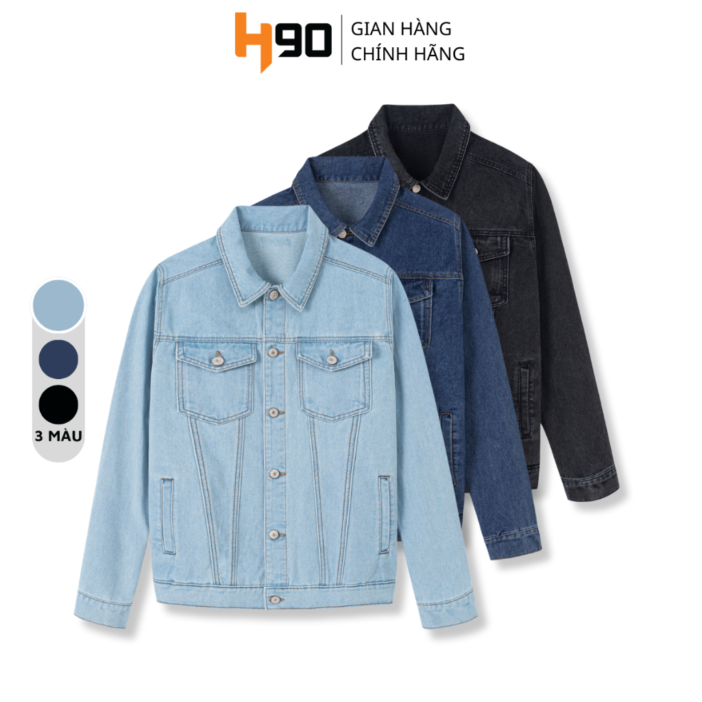 Áo Khoác Jean Unisex Nam Nữ H90 Basic 3 Màu, Áo Khoác Bò Chất Denim ...