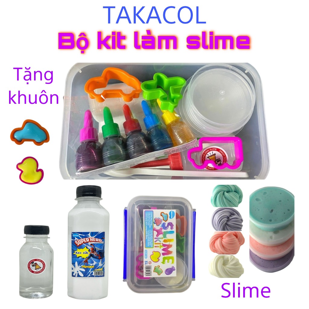 Bộ kit làm slam HÀNG VIỆT NAM an toàn cho bé, slam mềm dẻo, không dính ...