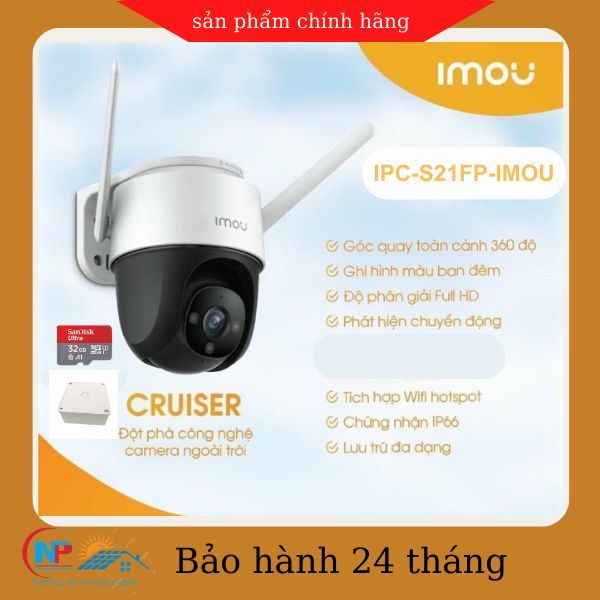 Camera ngoài trời 2K Full HD1080P Imou Cruiser IPC-S21FP, có màu ban ...
