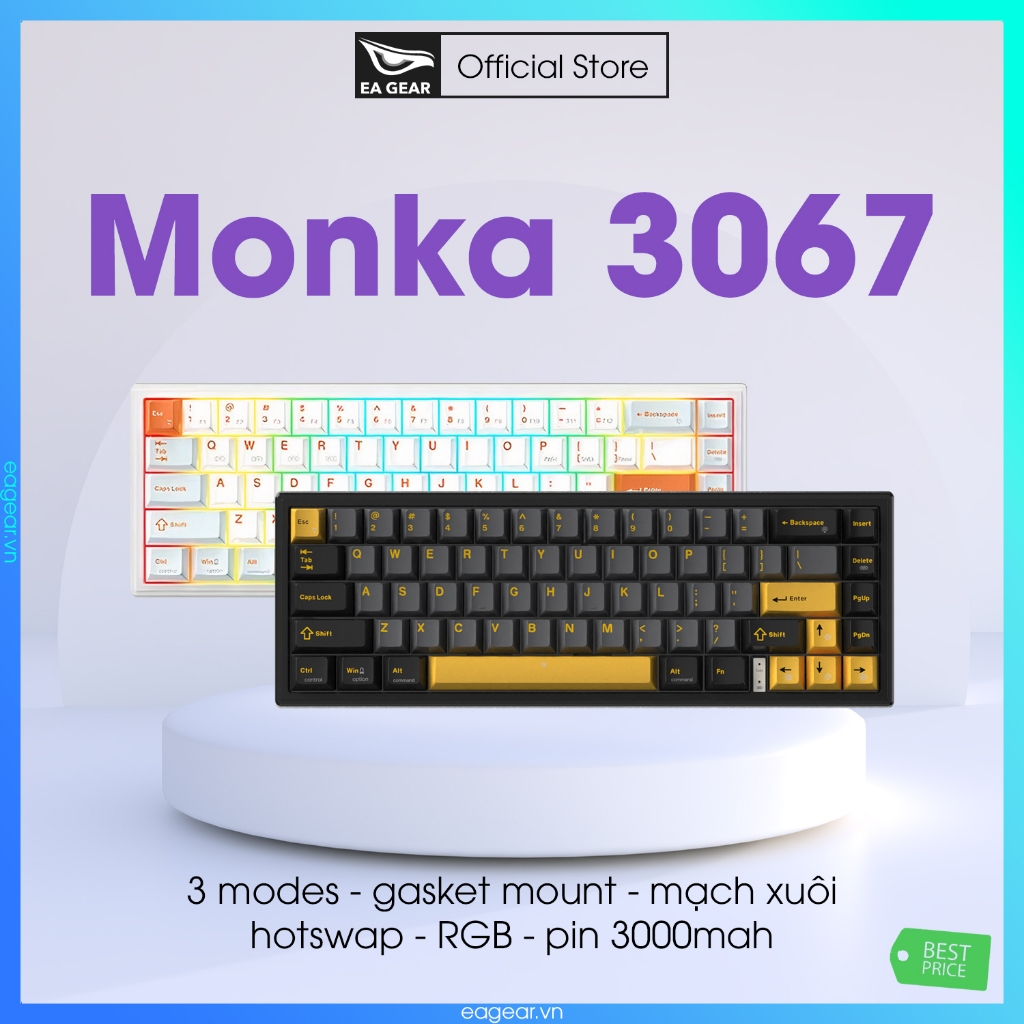 [SẴN GIAO] Bàn Phím Cơ Monka 3067 Pro V2 mạch xuôi 3 modes hotswap ...