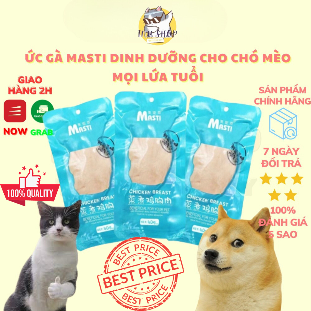 Ức gà tươi ăn liền MASTI 40G. Thức ăn cho mèo tiện dụng, đầy đủ dưỡng ...