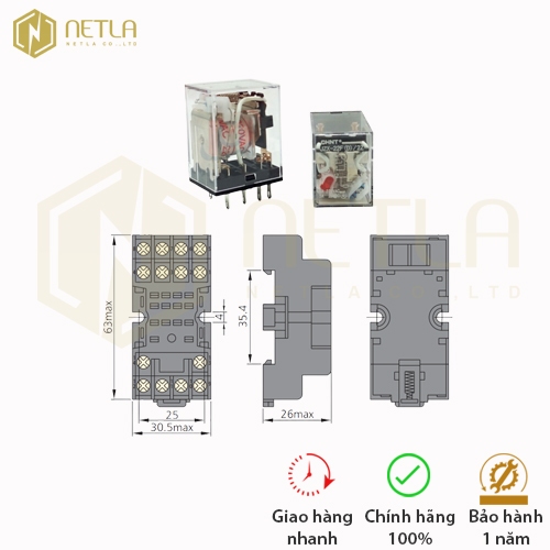 CHINT - Relay Rơ le trung gian 14 chân 24V/220V ZX-22F(D)/4Z PLU AC220V JZX-22F(D)/4Z PLU DC24V ...