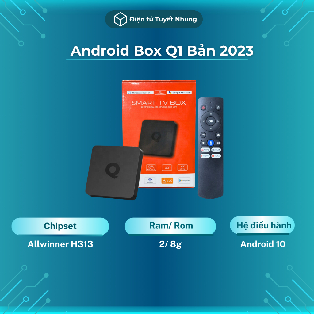 AndroidBox Q1 Ram 2G, Chip H313, Có Khiển Nói - Tivi Box Rom ATV 10 ...