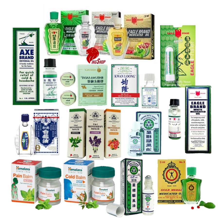 Dầu Singapore-Mini Size: Axe, Eagle, tiger balm, kwan loong, three star ...