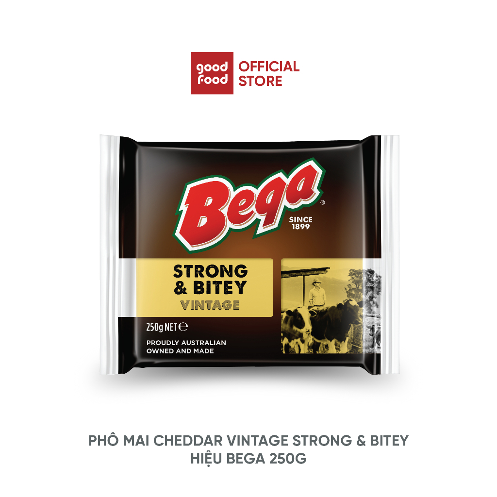 Phô Mai Cheddar Strong & Bitey Vintage Hiệu Bega 250g - 1 khối | Shopee ...