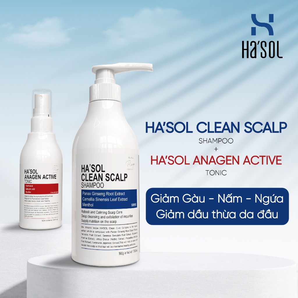 Combo Dầu Gội Chống Gàu Nấm Ngứa Clean Scalp Hasol 500g + Xịt Dưỡng ...