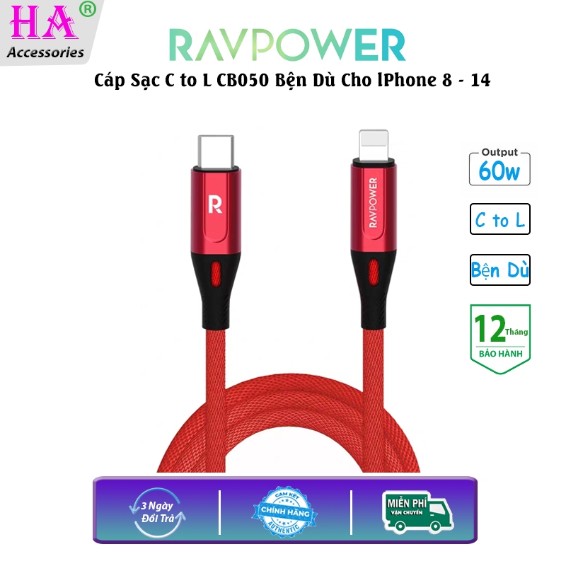 Cáp Sạc Nhanh Ravpower RP CB050 USB-C to L Max 60w Cho iP8 - iP14 PRM ...