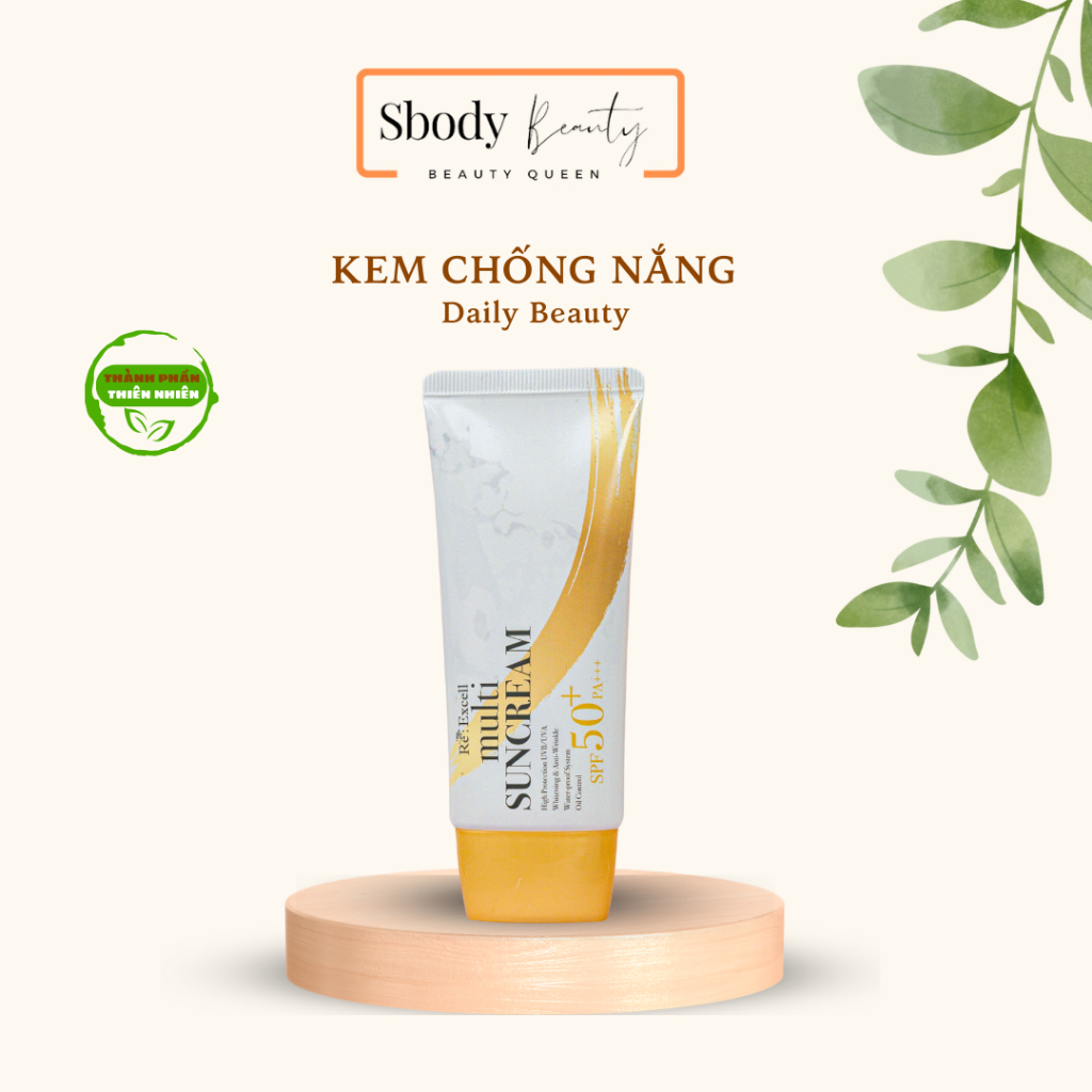 Kem chống nắng Vật lý nâng tông dưỡng trắng tone da mặt Multi Sun Cream ...