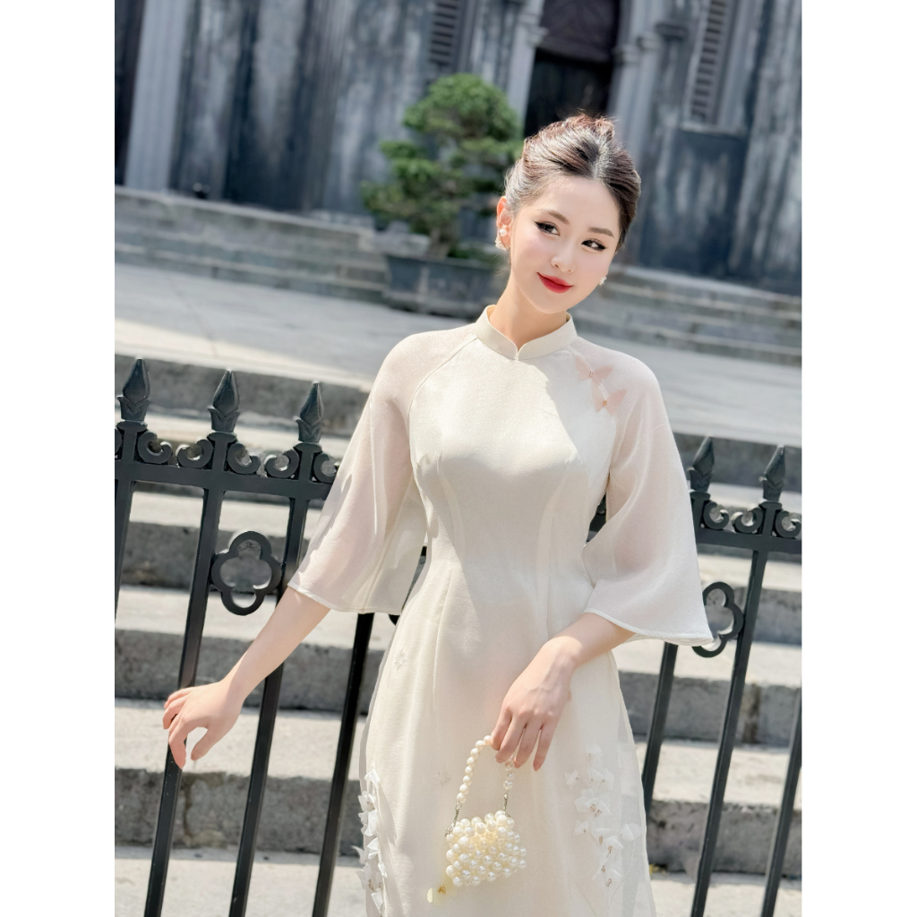 Set áo dài Thanh Ngọc nhẹ nhàng thanh khiết [Kèm quần lụa] Design by ...