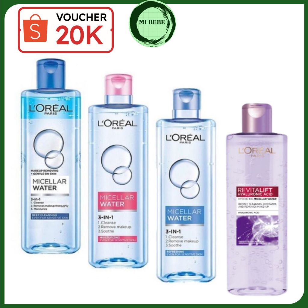 Nước tẩy trang L’oreal Micellar Water làm sạch sâu 3in1 400ml - Mibebe | Shopee Việt Nam