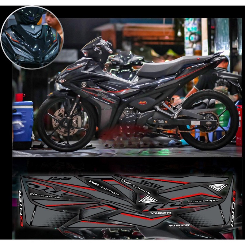 tem rời exciter 155 mẫu Rc full đen phối đủ màu | Shopee Việt Nam