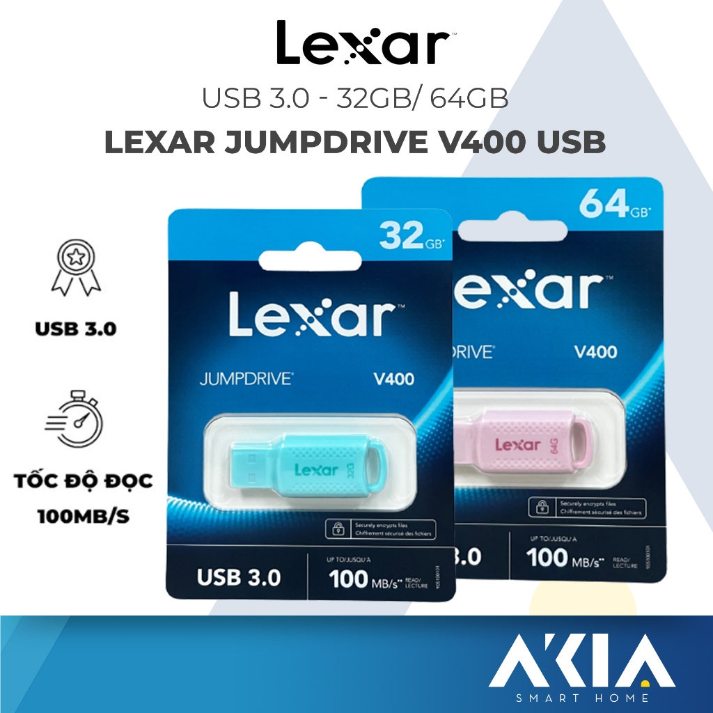 USB Lexar JumpDrive V400 32GB/ 64GB, Chuẩn USB 3.0, Tốc độ đọc 100Mb/s ... USB Lexar JumpDrive V400 32GB/ 64GB, Chuẩn USB 3.0, Tốc độ đọc 100Mb/s ...