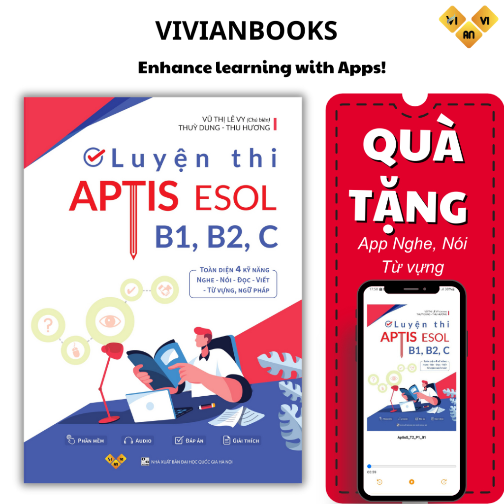 Sách Luyện thi Chứng chỉ APTIS ESOL B1, B2, C 4 kỹ năng Anh ngữ Vivian | Shopee Việt Nam