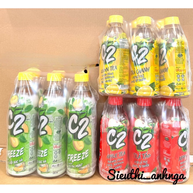 1 Lốc 6 Chai Trà Xanh C2 Hương Chanh/Táo/Dưa Lưới 355ml/455ml | Shopee Việt Nam