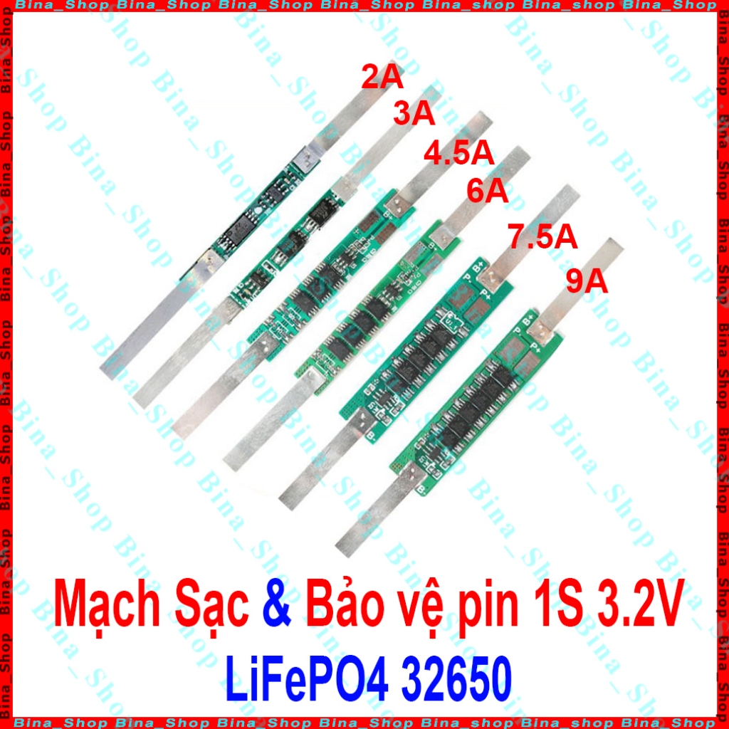 Mạch Sạc và Bảo vệ pin 1S 3.2V Pin 32650 LiFePO4 - Lithium Sắt Photphat 2A/3A/4.5A/6A/9A bấm sẵn ...