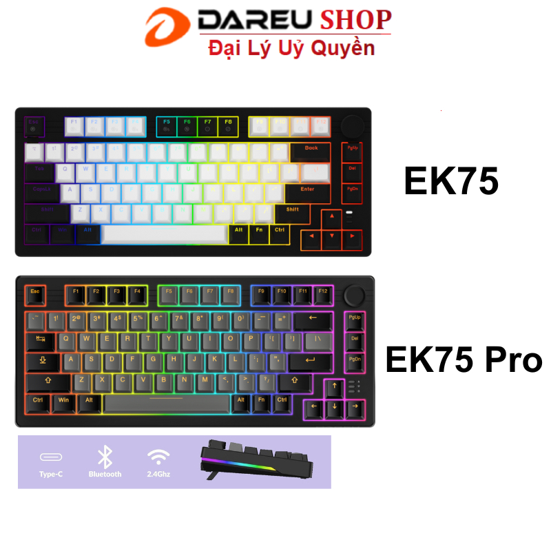 Bàn phím cơ DAREU EK75 Pro (2 sides RGB strip, DareU DREAM sw, Type-C ...
