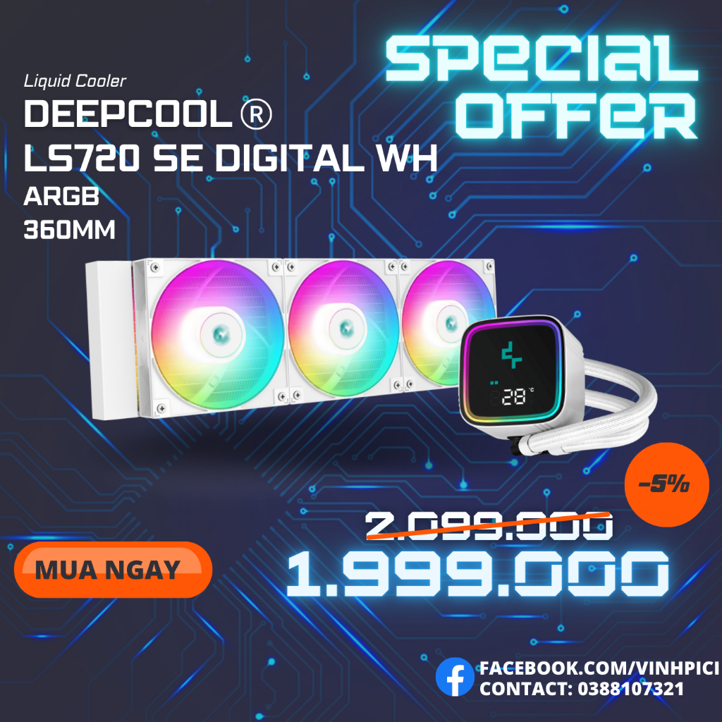 Tản nhiệt nước CPU Deepcool LS720 SE DIGITAL WHITE [NEW] | Shopee Việt Nam