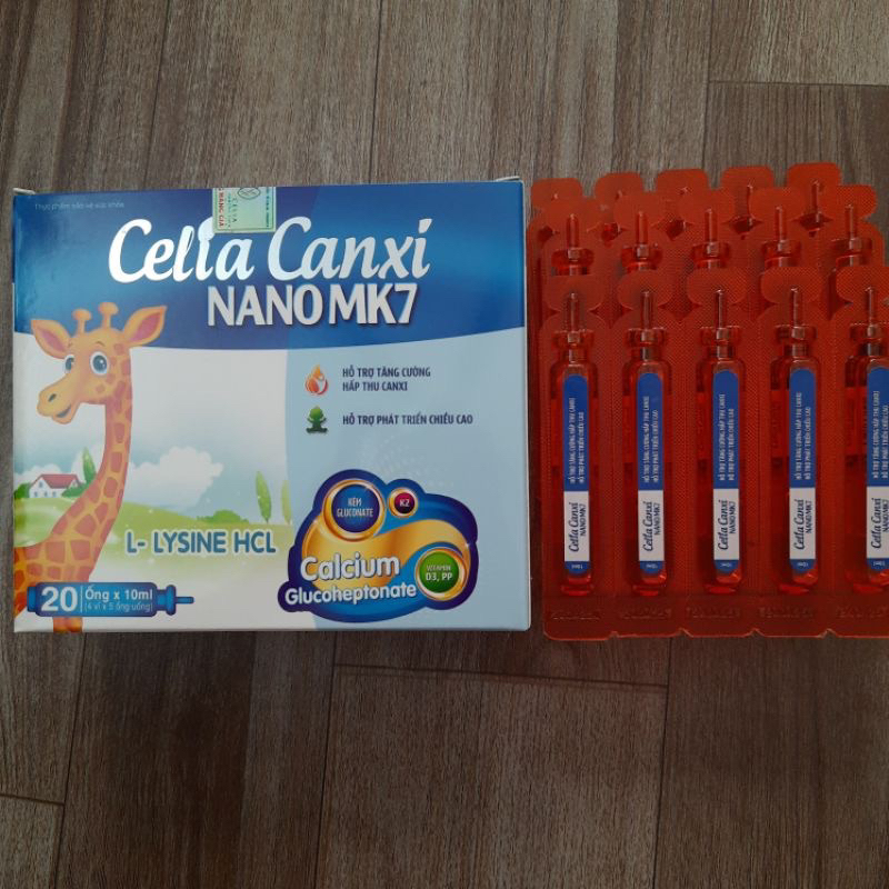 Siro ống Canxi nano K2 phát triển chiều cao cho trẻ từ 1 tuổi CELIA CANXI NANO MK7 hộp 20 ống bổ ...