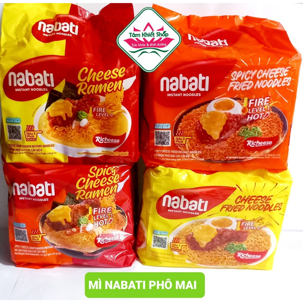 Set 5 gói x 75g mì Nabati phô mai, nước trộn khô_nước,hsd 8_2024, 4 ...