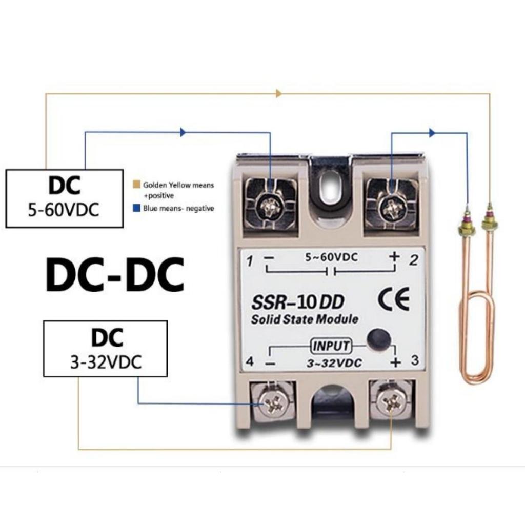 Rơ le bán dẫn SSR-40DD, SSR-75DD, SSR-100DD loại 1 pha điều chỉnh điện áp 3-32VDC sang 5-200VDC ...