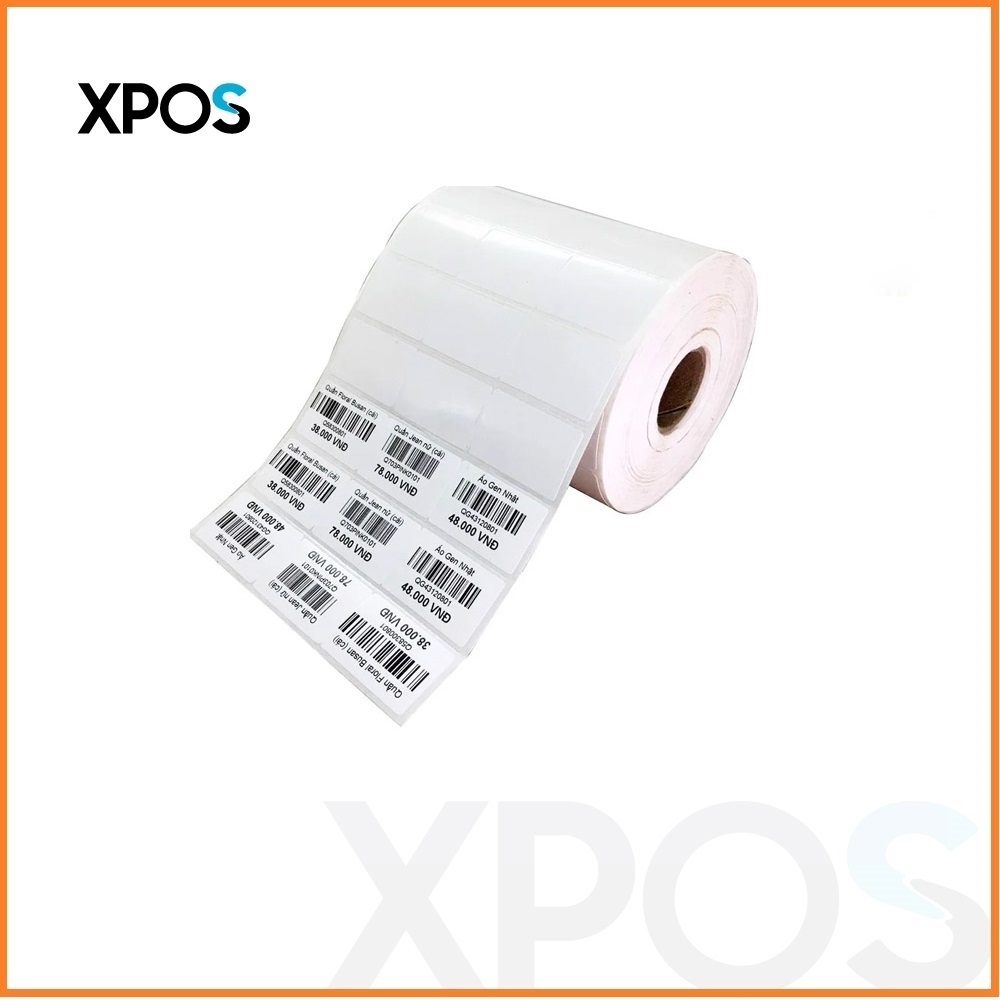 Giấy in tem 35x22mm, 3 tem/hàng, cuộn 50m dùng cho máy in mực khổ 110mm ...