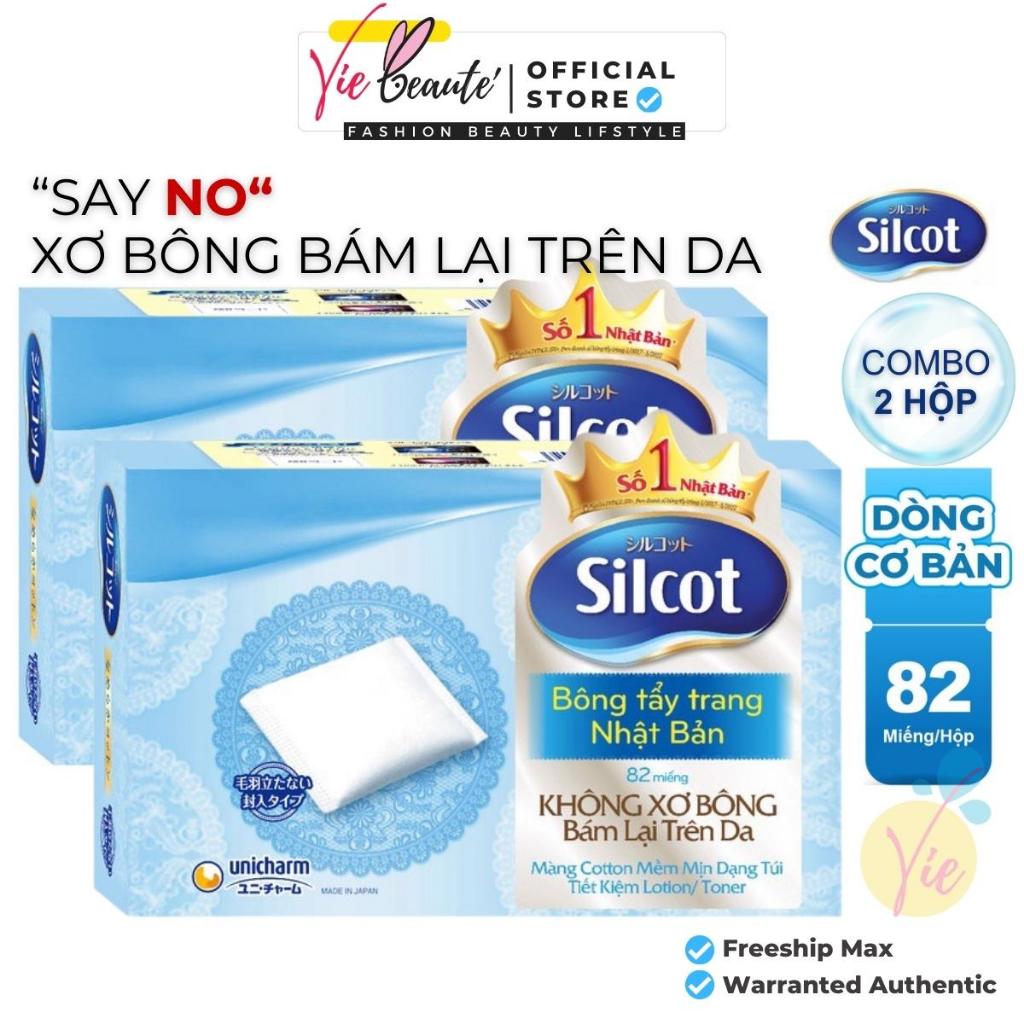 COMBO 2 HỘP BÔNG TẨY TRANG SILCOT JAPAN Hộp 82 miếng - Silcot Unicharm ...