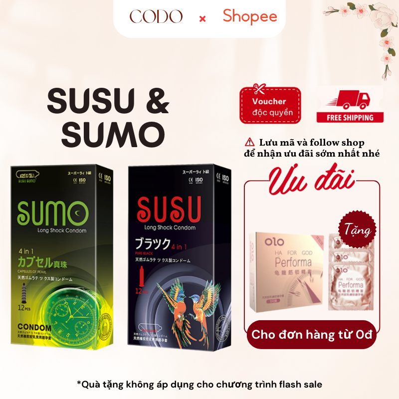 Bao Cao Su SUMO 4in1 Bao cao su SUSU kéo dài thời gian hộp 12-Hàng ...