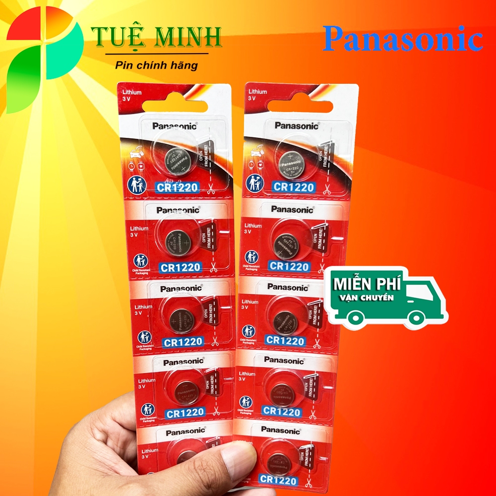 Vỉ 5 Viên Pin CR1220 Panasonic 3V, Pin remote xe honda chính hãng ...