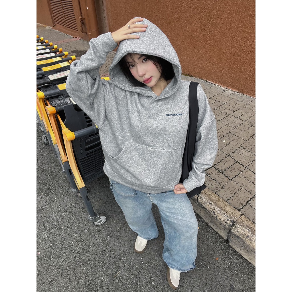 Áo Hoodie Form Boxy Local Brand NEVASOME Basic Cotton Lót Lông Cừu ...