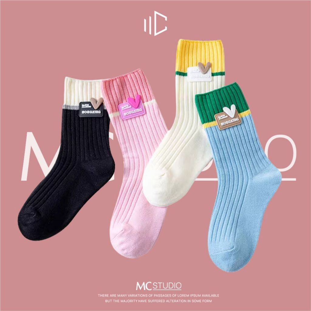 Set 4 Đôi Tất Cổ Cao Trái Tim Nhiều Màu Ngẫu Nhiên M C MR & MRS CAP ...
