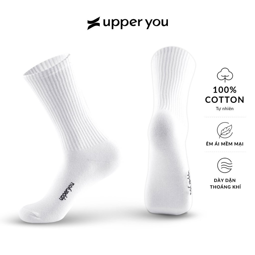 Tất Vớ Nam Nữ Gân Trơn Cổ Cao UPPER YOU Cotton Tự Nhiên Thời Trang 2 ...