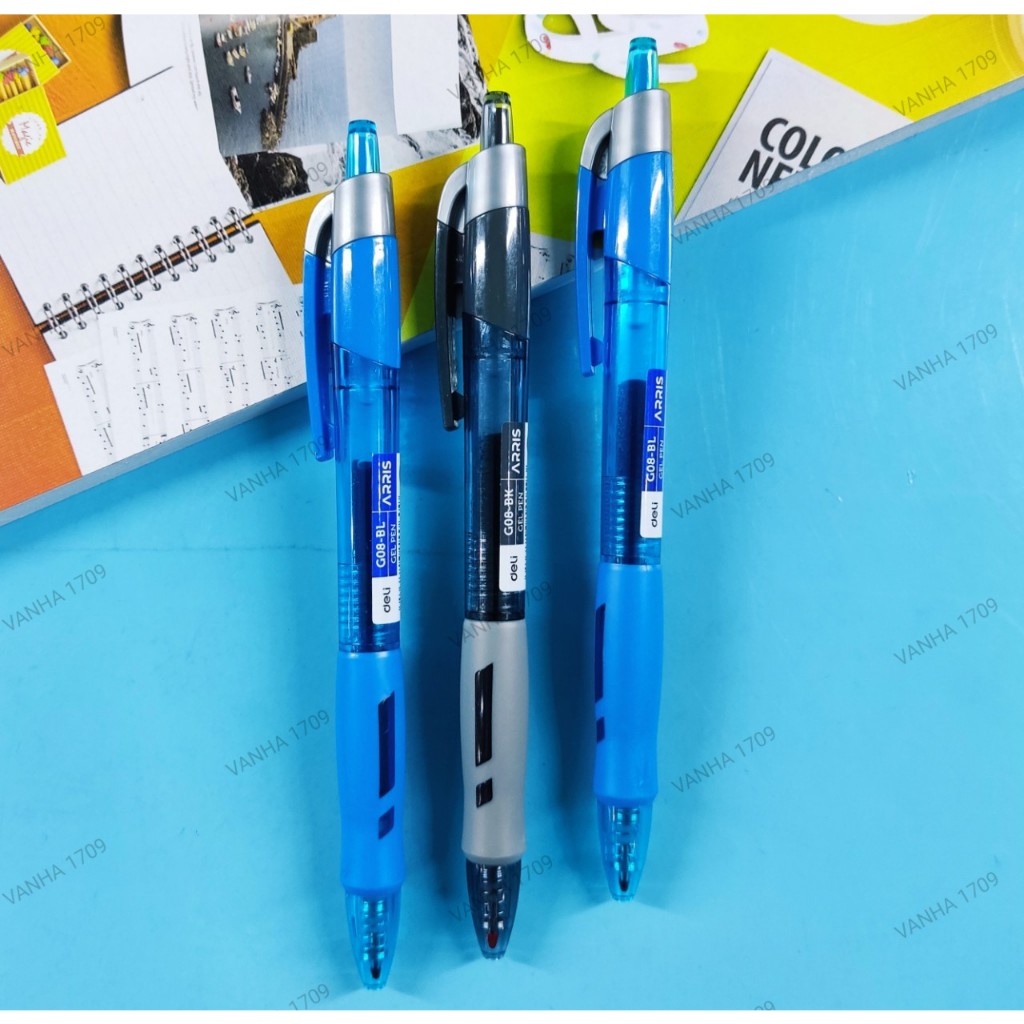 DELI - [03 cây] G08 Gel Pen ARRIS bút bi nước mực xanh, đen 0.5mm ...