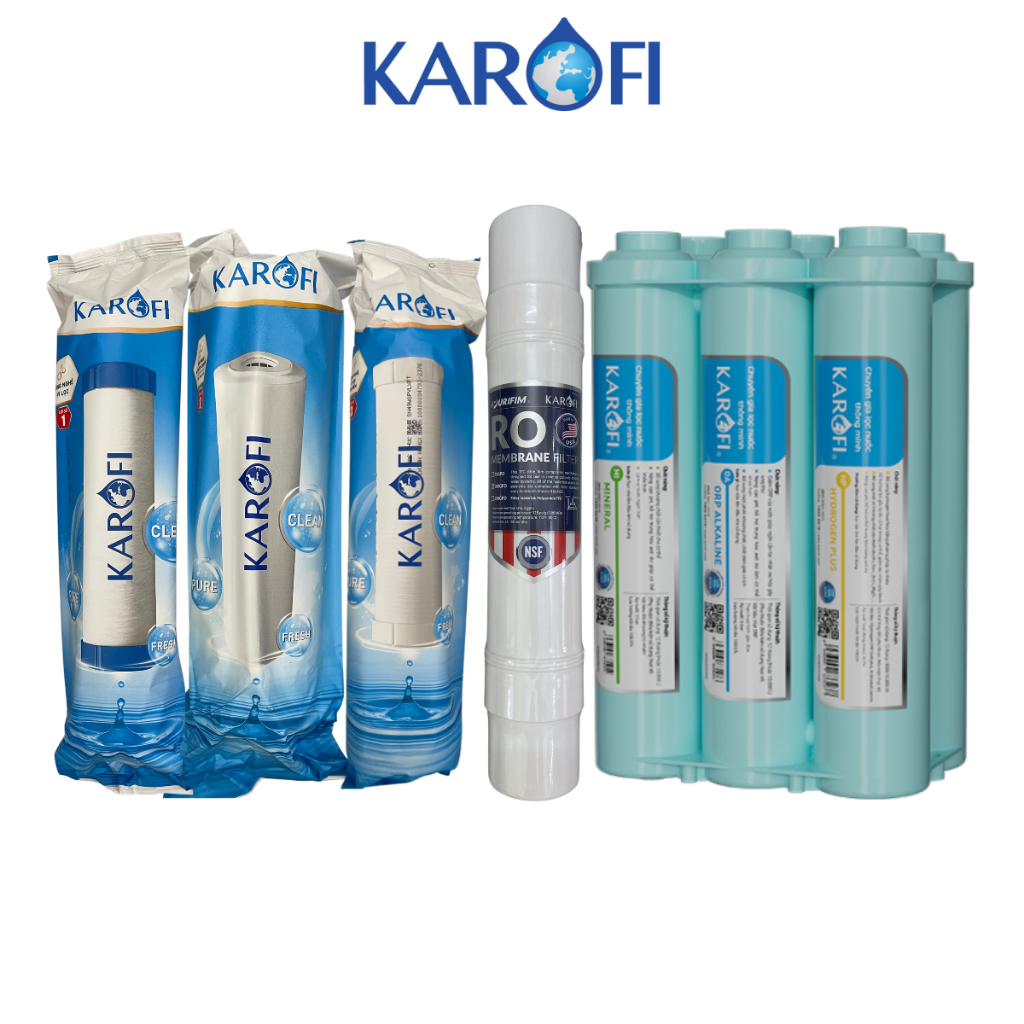 Combo 10 Lõi Lọc Karofi Sử Dụng 123 Smax Duo, Màng RO 100GPD Purifim Mỹ ...