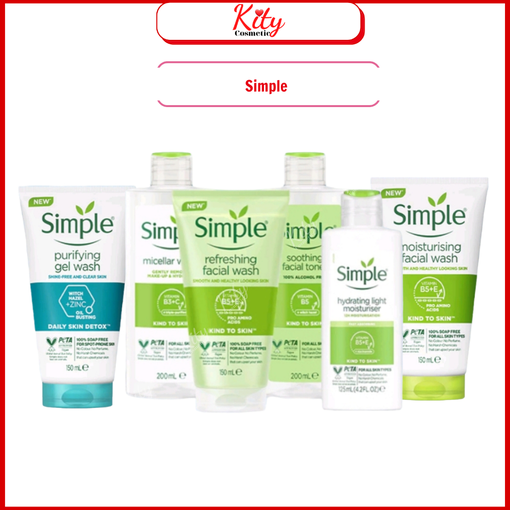 Simple Tẩy trang Micellar 200ml, Sữa rửa mặt 150ml, Nước hoa hồng 200ml ...